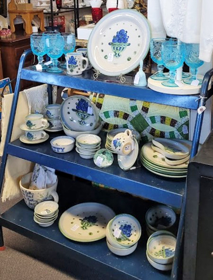 That blue glassware collection isn't just kitchenware&mdash;it's a portal to Sunday dinners at grandma's when dessert came with stories.