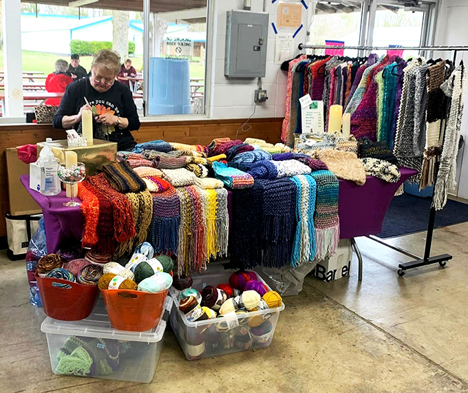 A rainbow of handcrafted scarves that would make Joseph and his technicolor dreamcoat jealous. Warmth with personality for those chilly Oregon evenings.