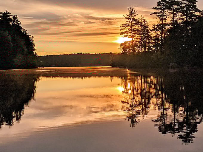 Sunsets at Pawtuckaway transform the ordinary into the extraordinary, painting the sky in colors that would make Bob Ross reach for new brushes.