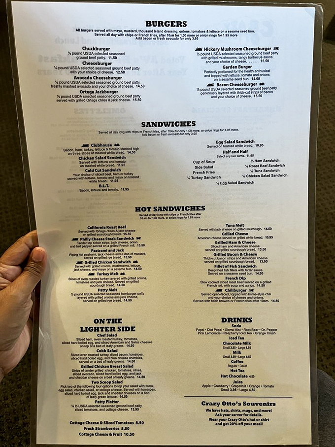 The menu at Crazy Otto's reads like a love letter to American classics. Each laminated page holds the potential for delicious decisions and happy food comas.