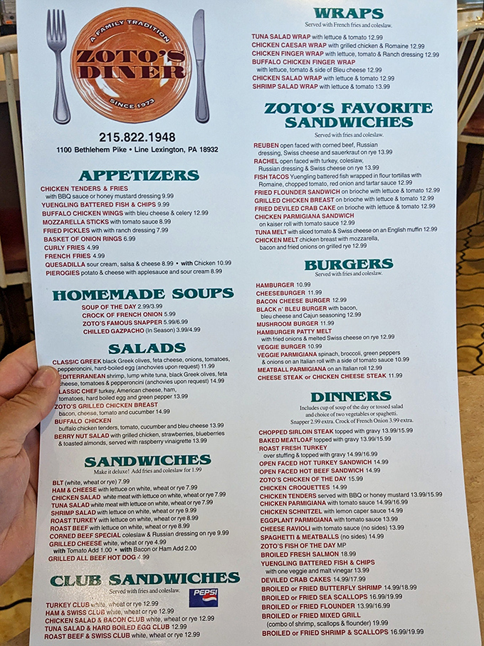 The menu at Zoto's reads like a love letter to American cuisine – extensive enough to require a game plan but familiar enough to feel like home.