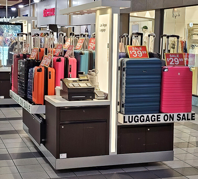 Luggage in every hue imaginable &ndash; because nothing says "I'm a sophisticated traveler" like a hot pink suitcase that's impossible to miss on the baggage carousel.
