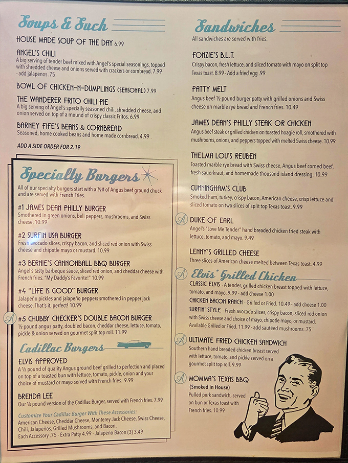This menu reads like a greatest hits album of American comfort food, with clever names that'll make you smile before the food even arrives.