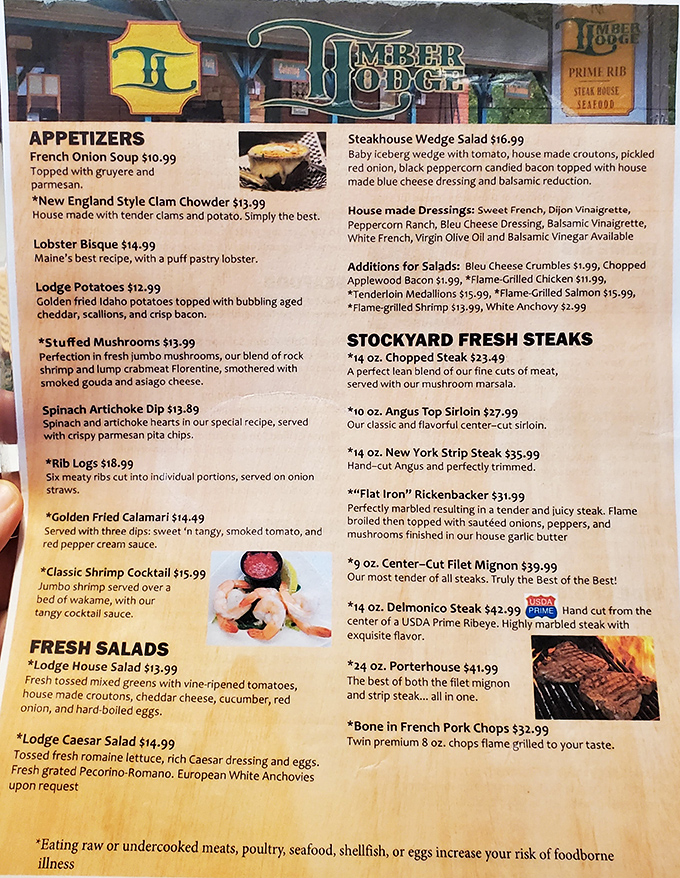 The menu reads like a love letter to protein &ndash; from French Onion Soup to "Flat Iron" Rickenbacker steak, each description promises a flavor adventure.