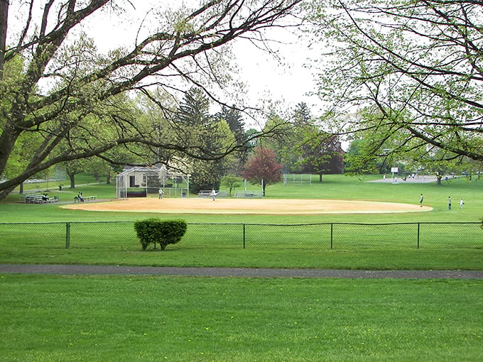 Nothing says "small-town America" quite like a baseball diamond nestled among trees just beginning to wake up from winter. Field of Dreams, Pennsylvania-style.