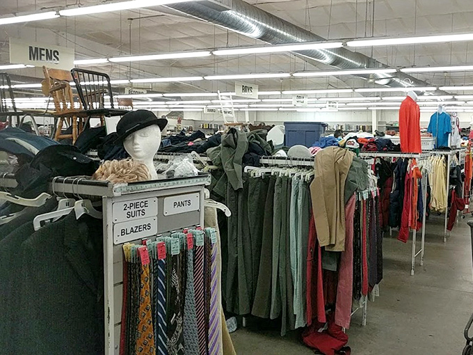 The men's department could outfit a small army or just one very indecisive dresser with decades of fashion history on display.