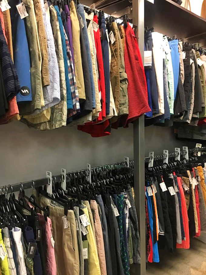 Not your grandfather's hand-me-downs! These meticulously organized racks prove secondhand doesn't mean second-rate in the men's department.