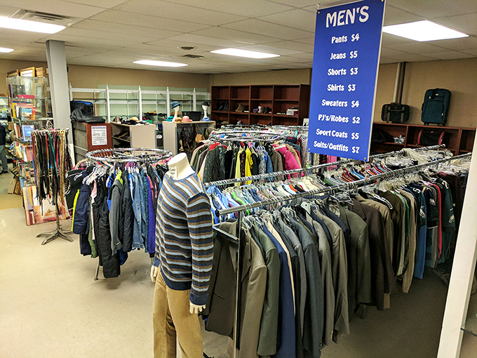 The men's department: where yesterday's fashion finds tomorrow's closet. Those blue price tags might be the best news your wallet's had all year.