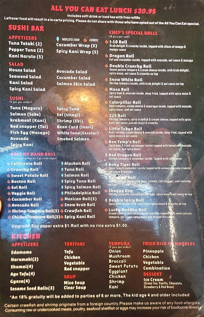 This menu isn't just a list&mdash;it's a treasure map where X marks the spot for your next favorite roll.