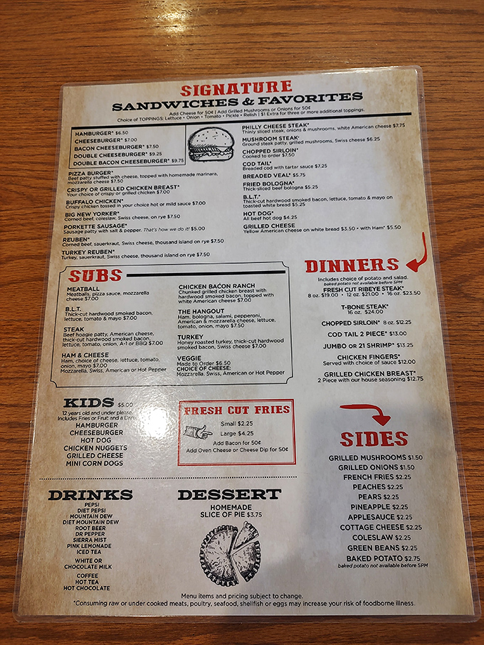 A menu that doesn't need fancy fonts or pretentious descriptions—just honest food that makes you wonder why you ever bothered with those big-city restaurants.