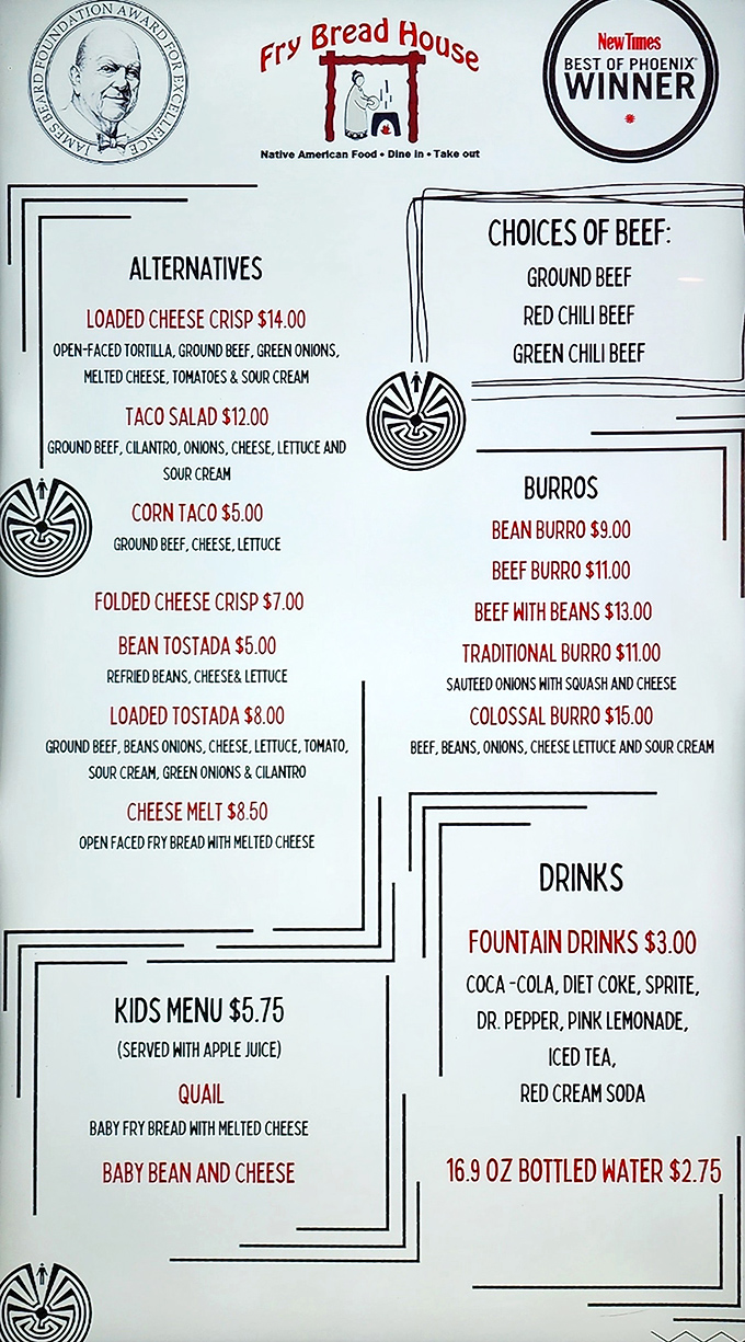 A menu that reads like a love letter to Native American cuisine. Each item represents generations of culinary tradition.