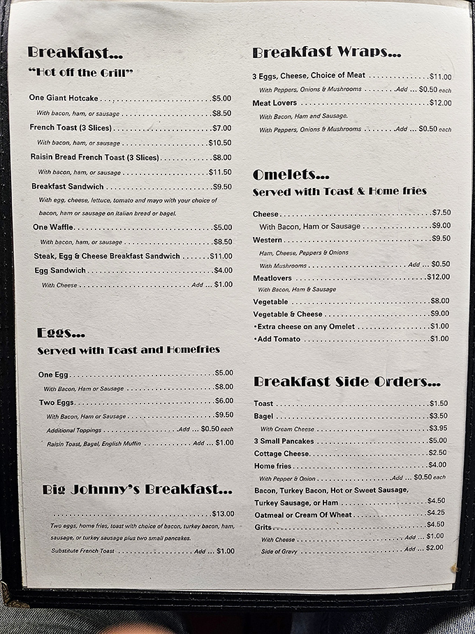 A menu that doesn't need fancy fonts or farm names&mdash;just straightforward promises of breakfast bliss at honest prices.