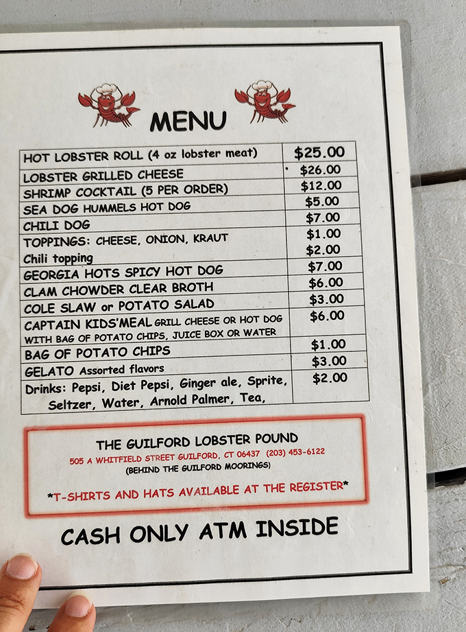 The menu tells you everything you need to know &ndash; straightforward offerings where lobster is the undisputed star. Cash only, folks!