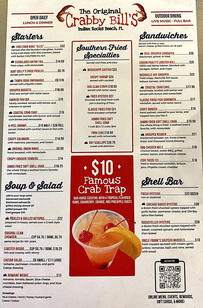 This menu isn't just a list&mdash;it's a maritime treasure map where X marks the spot for your next unforgettable meal.