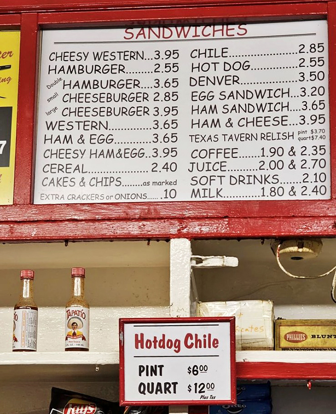 The menu board&mdash;a masterpiece of simplicity&mdash;offers a glimpse into a world where good food doesn't need fancy descriptions or astronomical prices.
