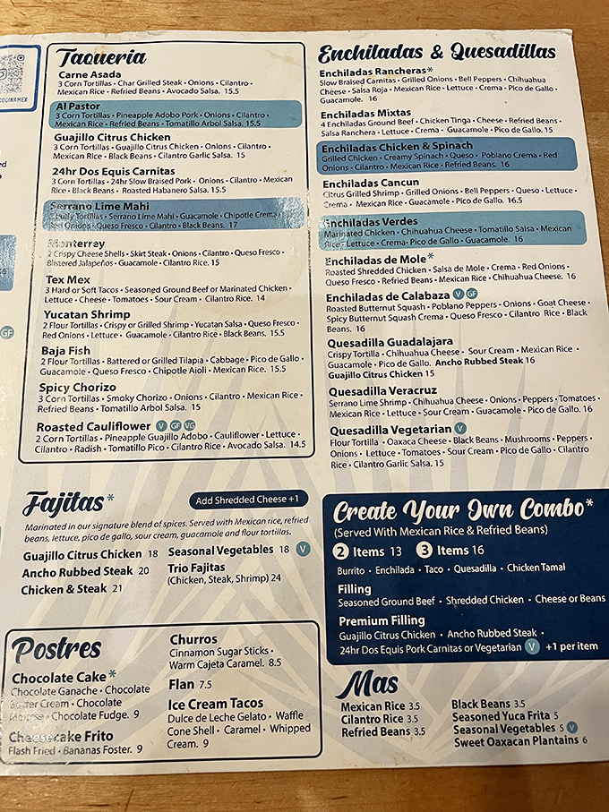 A menu that reads like a culinary road trip through Mexico's diverse regions, from coastal Cancun shrimp to slow-braised Dos Equis carnitas.