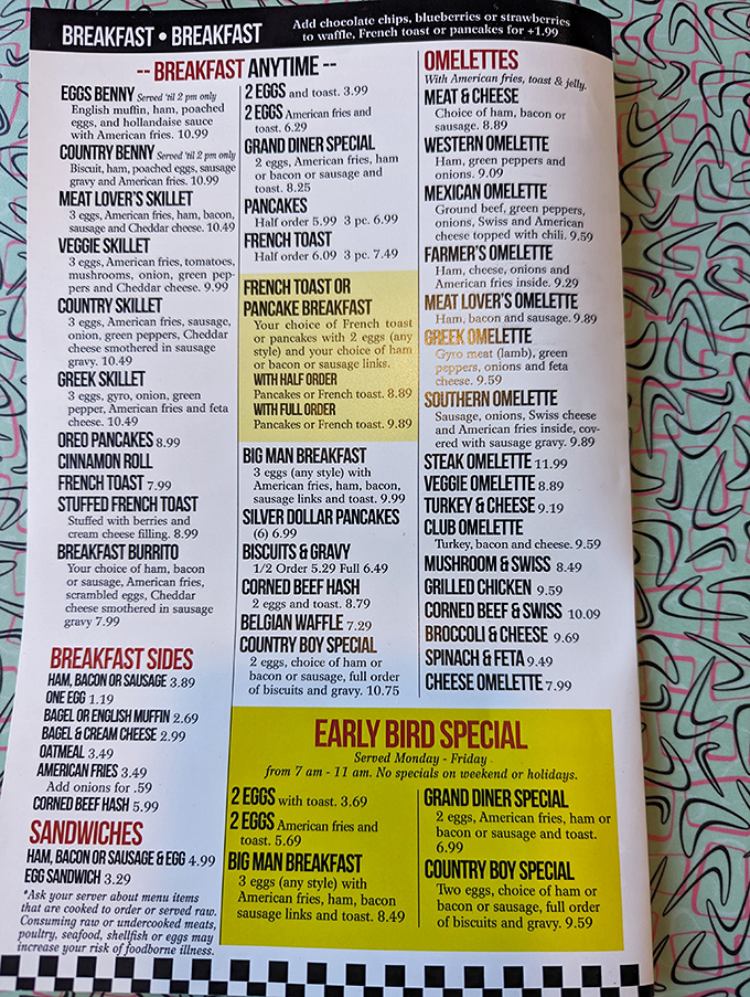 This isn't just a menu&mdash;it's a manifesto of American comfort food. When breakfast is served "anytime," it's not just a meal, it's freedom.