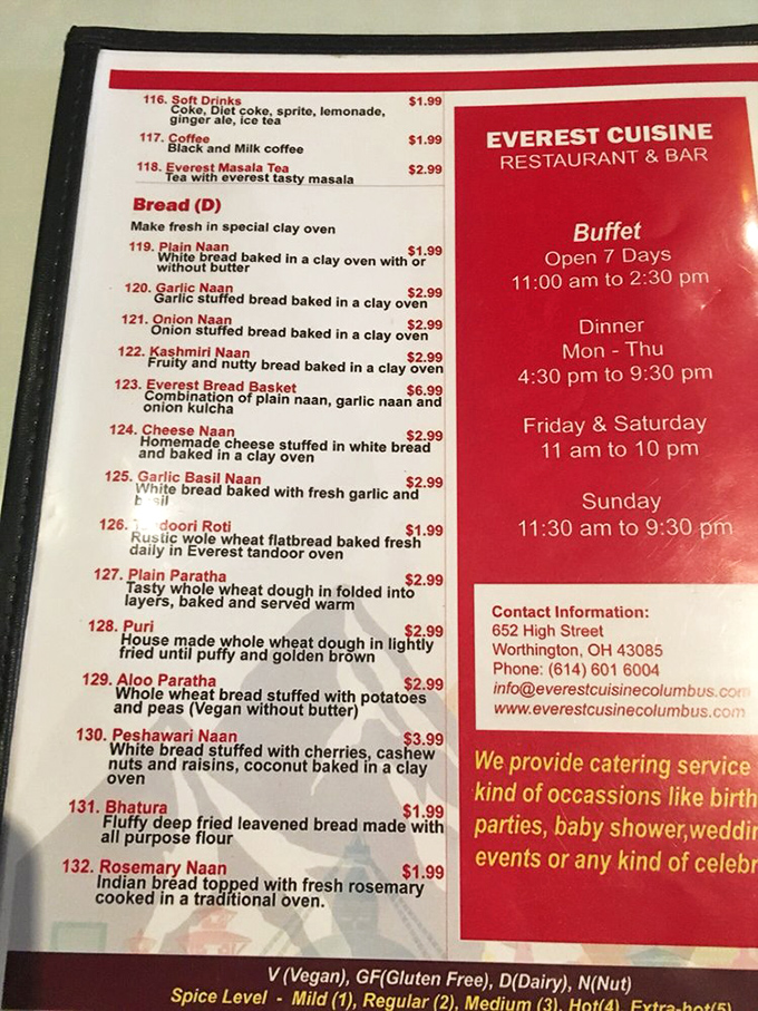 The bread menu alone could sustain you for days. When a restaurant dedicates this much real estate to naan, you know you're in good hands.