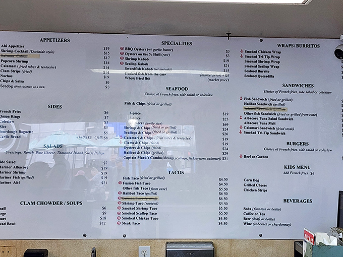 The menu board of dreams &ndash; where "today's special" always translates to "whatever the ocean decided to share with us this morning."