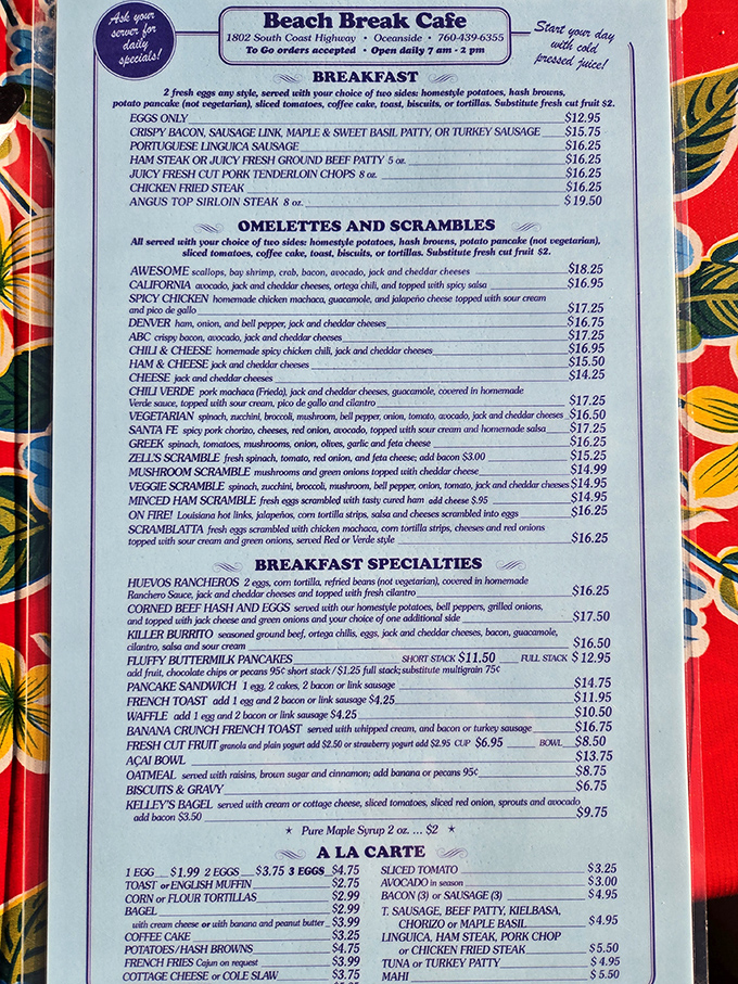 A menu that reads like a love letter to breakfast. Decision paralysis has never been so delicious.
