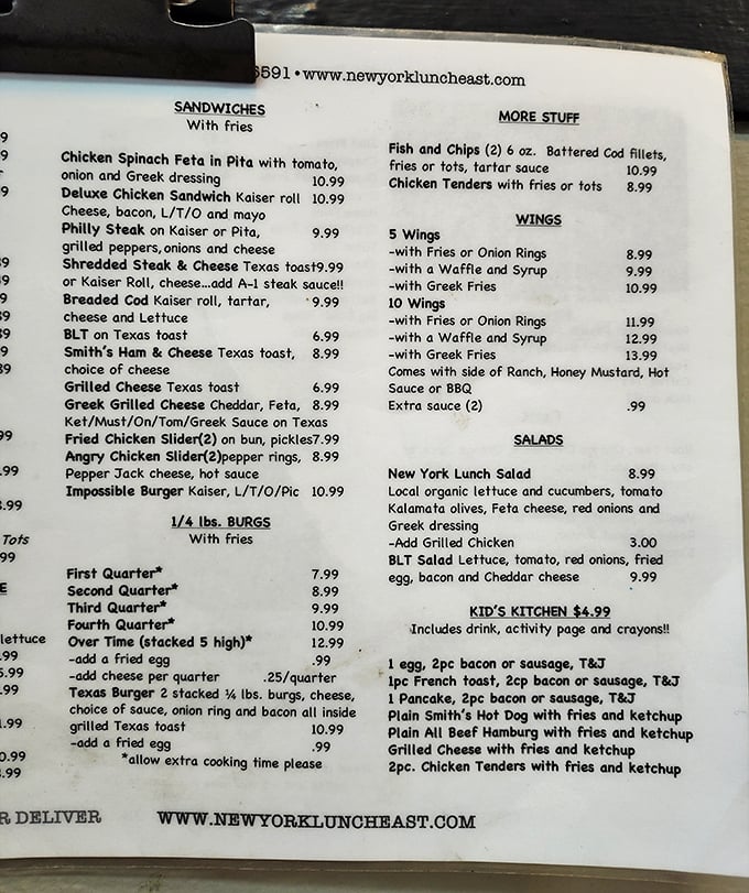 A menu that doesn't need fancy fonts or pretentious descriptions – just honest food that generations of Erie locals have memorized by heart.
