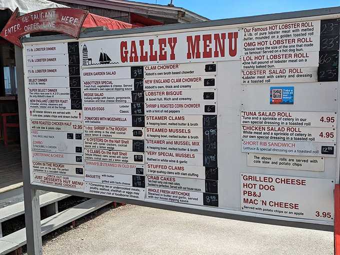 The menu board stands like Moses' tablets for seafood lovers&mdash;commandments of deliciousness carved into a roadmap of oceanic pleasure.