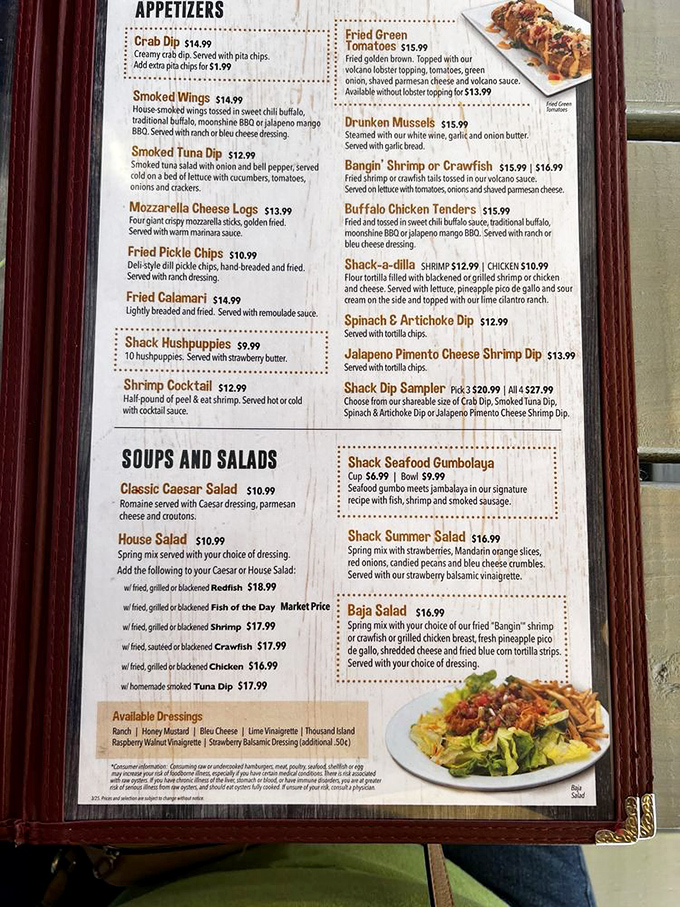 A menu that doesn't need fancy fonts or pretentious descriptions—just honest seafood offerings that make decision-making the hardest part of your meal.