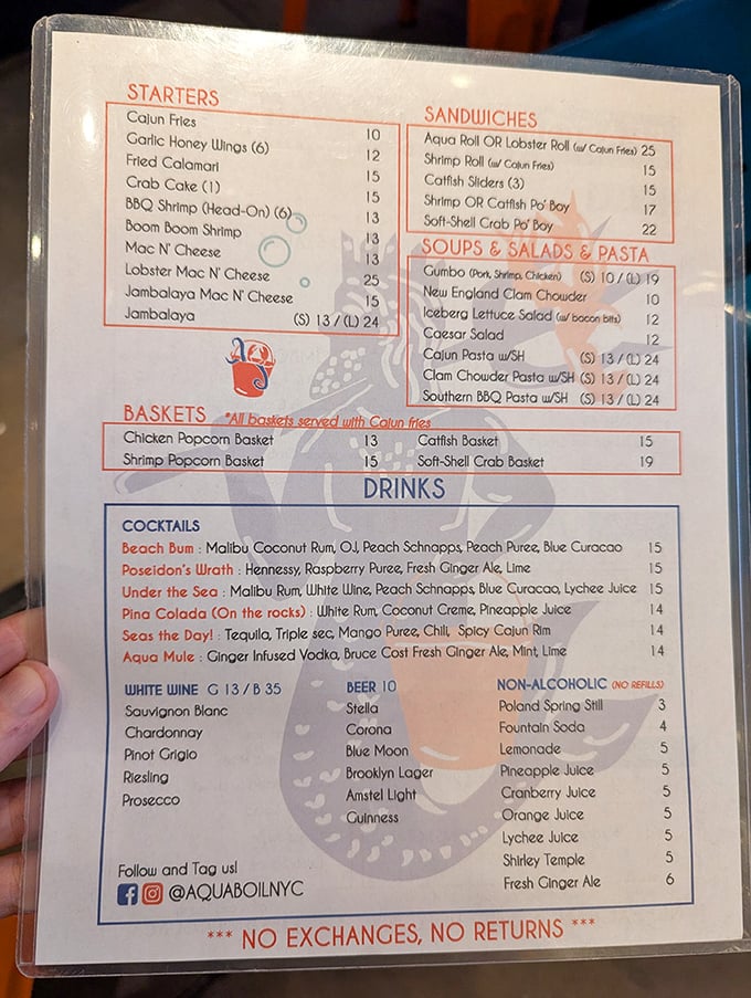 This menu isn't just a list of dishes&mdash;it's a treasure map to seafood nirvana, with each item promising a different delicious adventure.