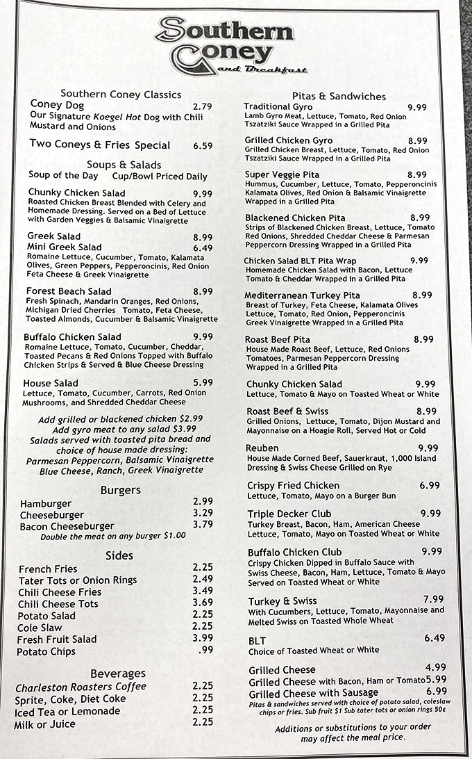The menu reads like a love letter to American comfort food, with everything from perfect pancakes to Coney dogs that demand at least three napkins.
