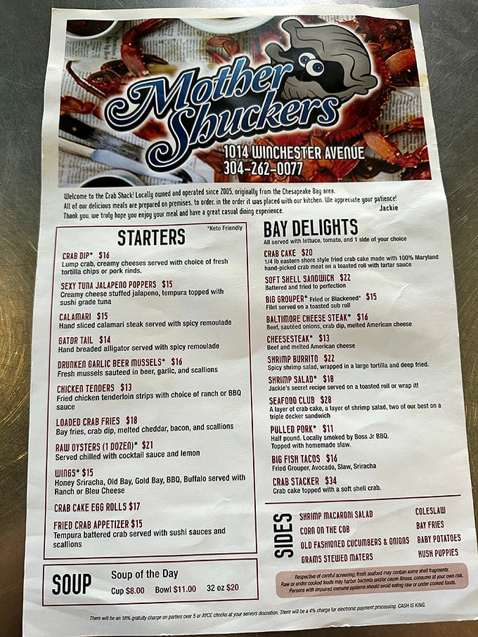 The menu reads like a love letter to the Chesapeake Bay, with Maryland-style seafood taking center stage in this landlocked oasis.