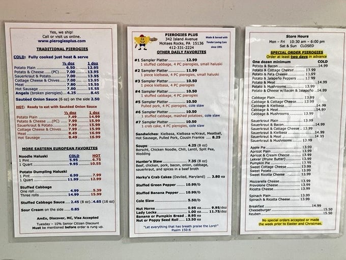 This menu isn't just a list&mdash;it's a roadmap to culinary bliss. Each item represents generations of Eastern European grandmothers nodding in approval.