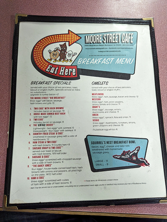 The breakfast menu at Moore Street Cafe reads like a greatest hits album, with hash browns playing lead vocals.