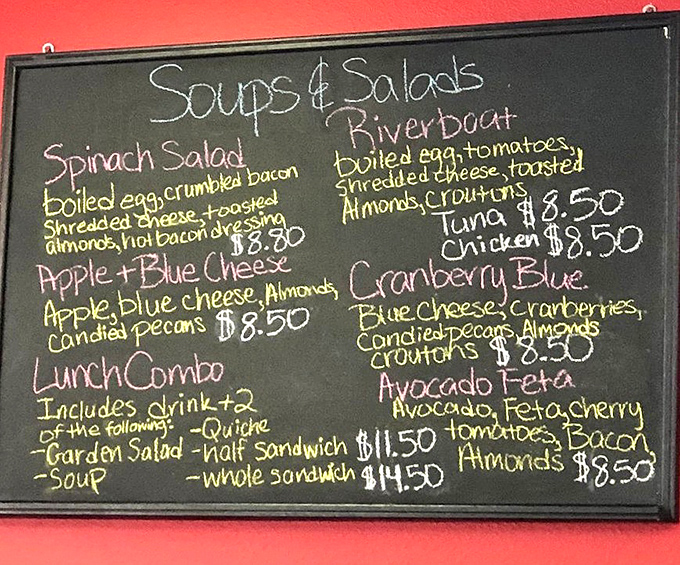 The chalkboard menu reads like poetry for the hungry&mdash;each salad a promise that you've earned dessert.