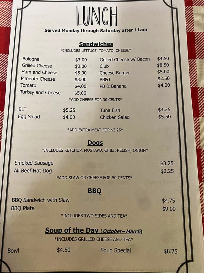 This unassuming lunch menu might not win design awards, but those simple sandwiches and homestyle BBQ plates have been making locals swoon for years.