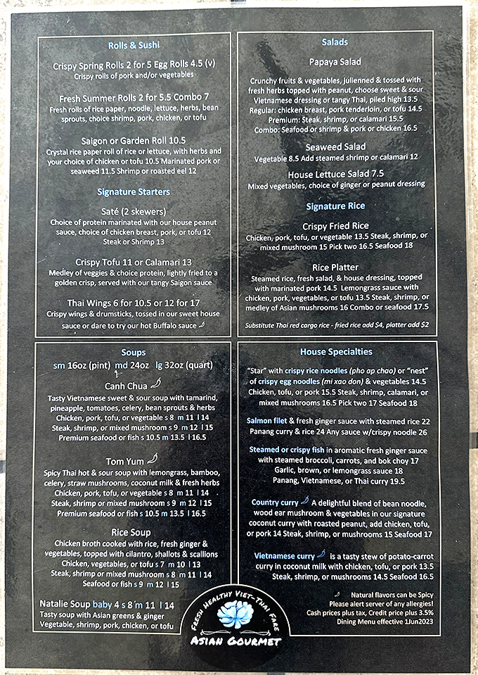 The menu reads like a love letter to Southeast Asian cuisine, with the Canh Chua sweet and sour soup stealing the spotlight.