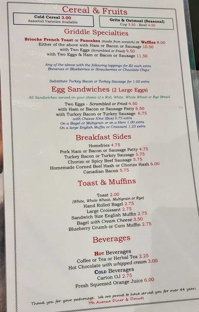 A menu that doesn't need fancy fonts or pretentious descriptions&mdash;just honest food at honest prices. The breakfast section alone is poetry to a hungry soul.