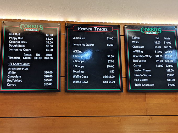 The menu board tells a story of sweet possibilities. Like choosing between children, impossible decisions await &ndash; why not just order one of everything?