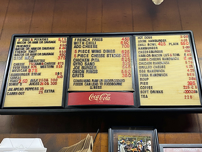 This menu board tells you everything you need to know&mdash;no fancy fonts or clever wordplay, just straightforward promises of satisfaction spelled out in plastic letters.