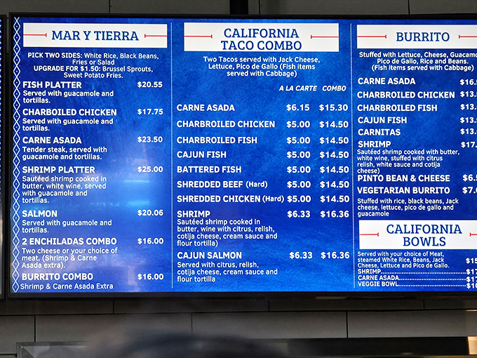 The menu board reads like a seafood lover's bucket list, with options that'll have you planning your next visit before finishing your first meal.