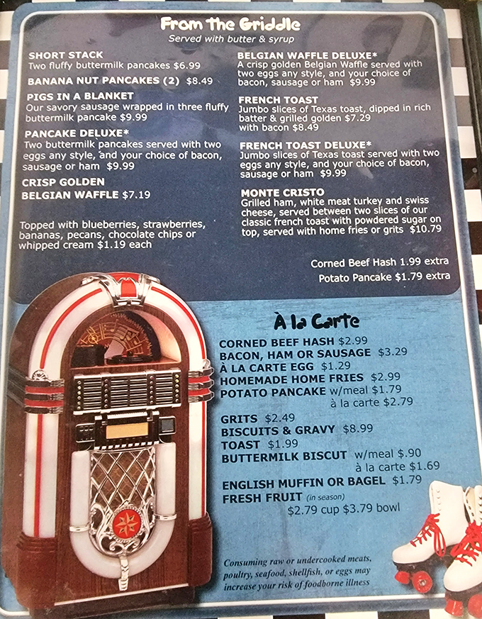 This menu isn't just a list of options&mdash;it's a roadmap to happiness. The Belgian waffle alone has changed lives and ruined diets.