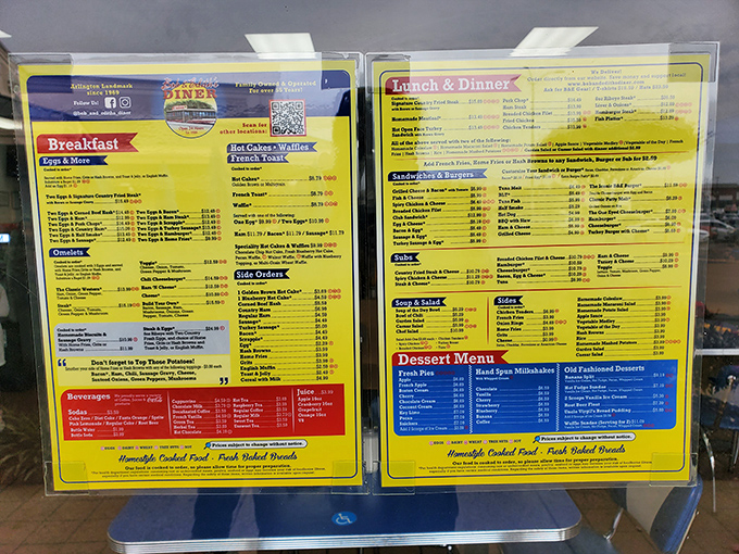 The menu at Bob & Edith's reads like a love letter to American comfort food. Each laminated page holds the promise of satisfaction.