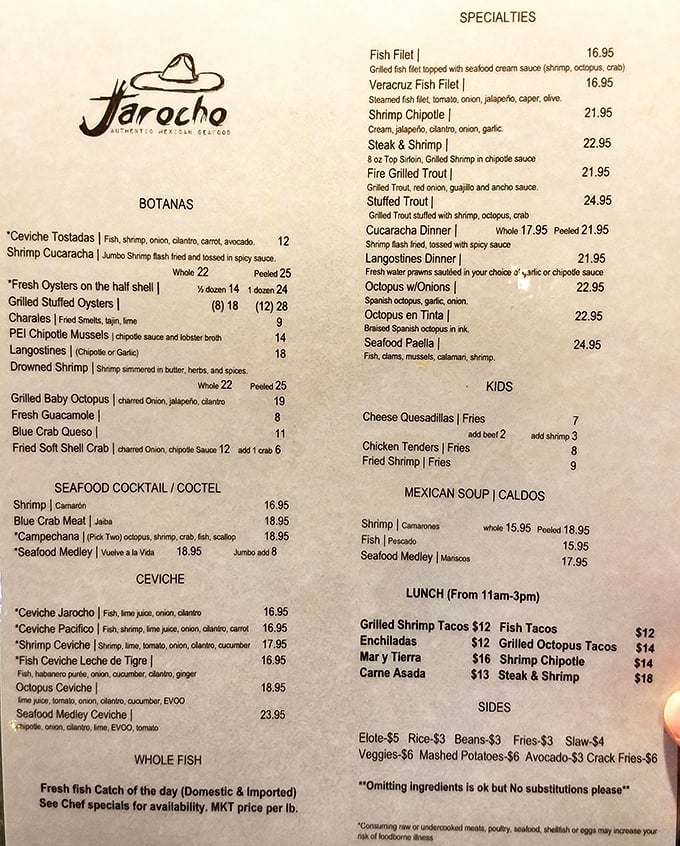 This menu reads like a love letter to the Gulf of Mexico, packed with seafood treasures worth every delicious decision.