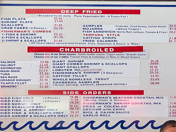 This menu board isn't trying to impress you with fancy words&mdash;just honest seafood done right.