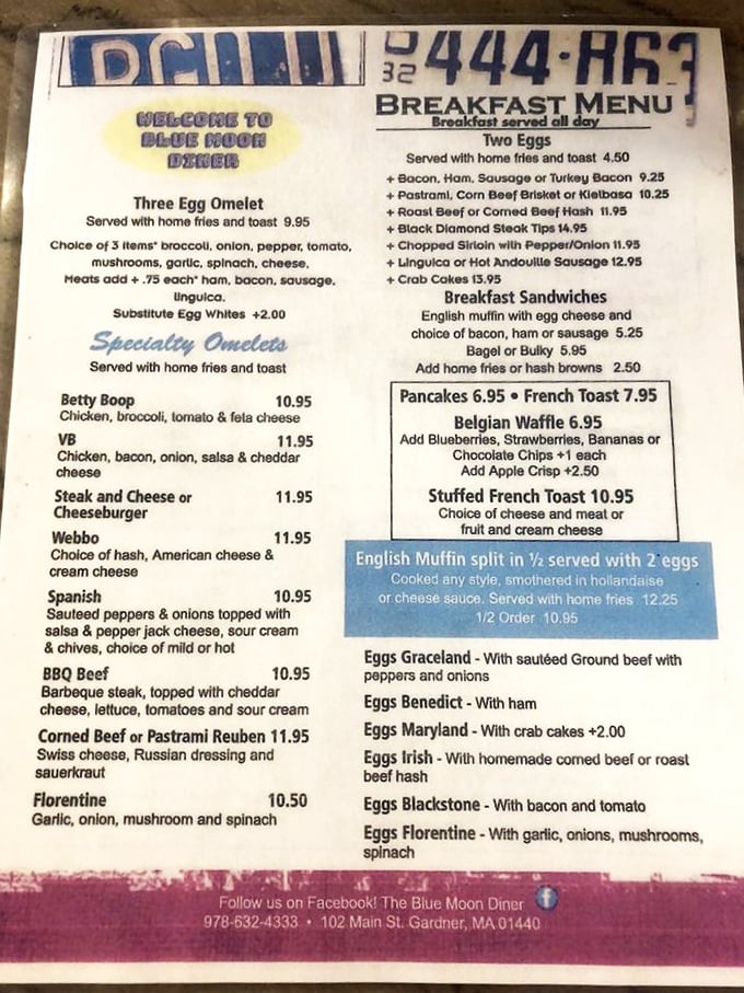 This menu isn't just a list of food&mdash;it's a roadmap to happiness. From "Betty Boop" omelets to "Eggs Graceland," each dish tells a delicious story.
