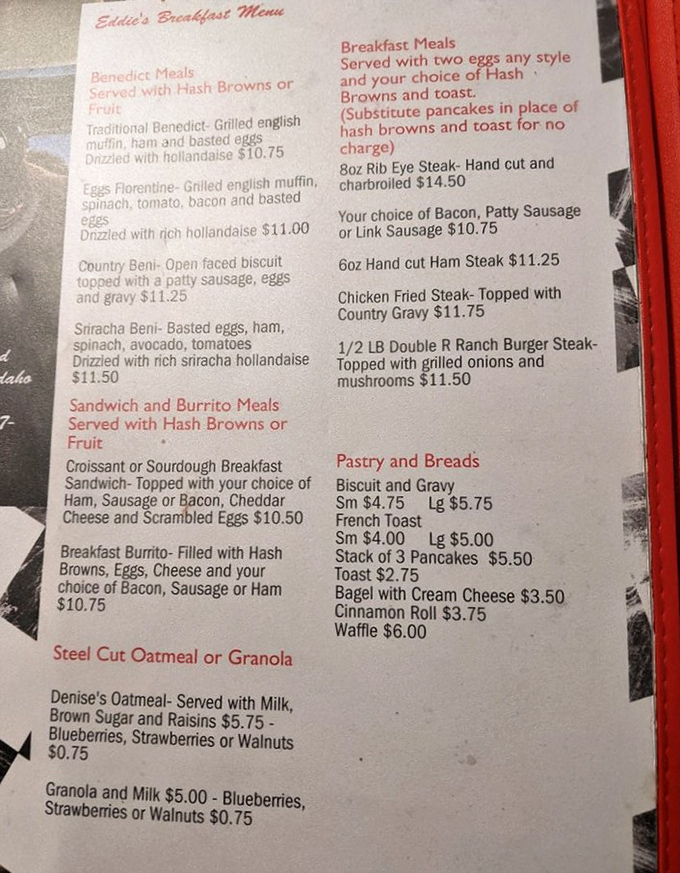 The menu reads like a love letter to breakfast classics – benedicts, skillets, and comfort food that makes decision-making the hardest part of your visit.