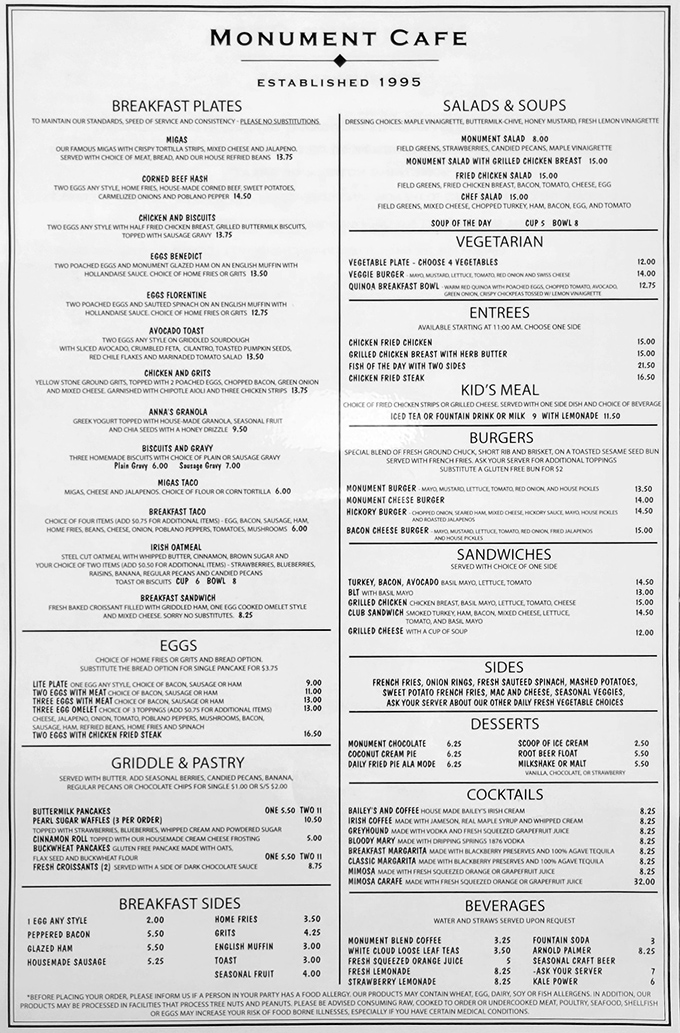 This menu isn't just a list of food&mdash;it's a roadmap to happiness. From chicken fried steak to buttermilk pancakes, every Texas comfort food craving finds its match.