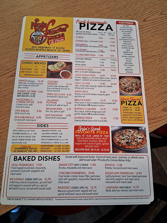 A menu that reads like a love letter to Italian-Greek fusion, where every item tempts you to abandon your diet resolutions. 