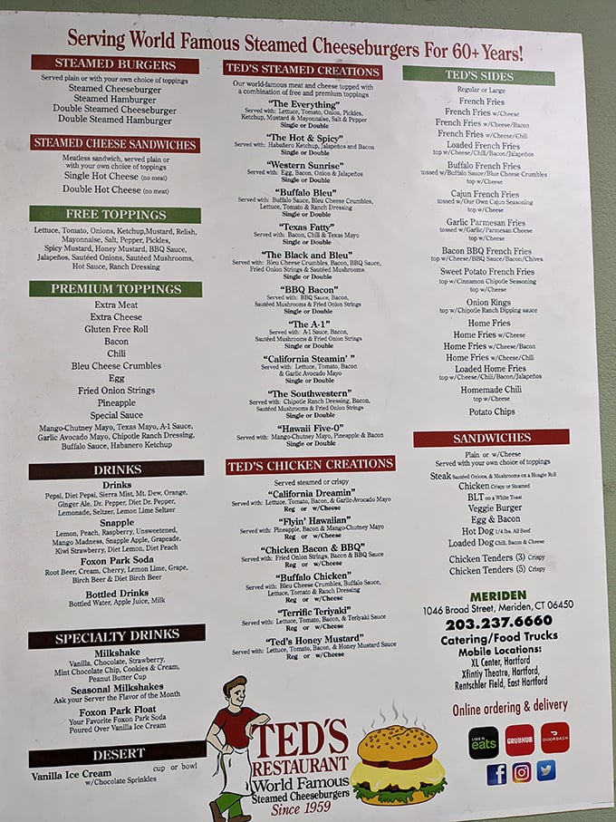 The menu reads like a love letter to cheese and beef, with supporting characters that never steal the spotlight.