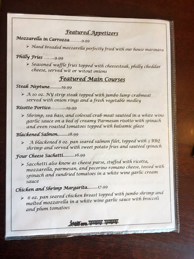 The menu reads like a love letter to Italian-American cuisine, with each description promising a journey for your taste buds.