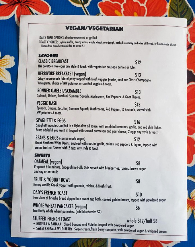 A menu that respects vegetables enough to give them starring roles&mdash;proof that Idaho knows there's more to life than just potatoes.